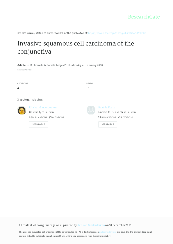 (PDF) Invasive squamous cell carcinoma of the conjunctiva presenting as ...