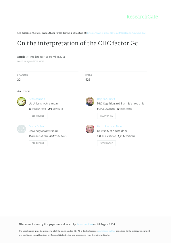(PDF) On the interpretation of the CHC factor Gc