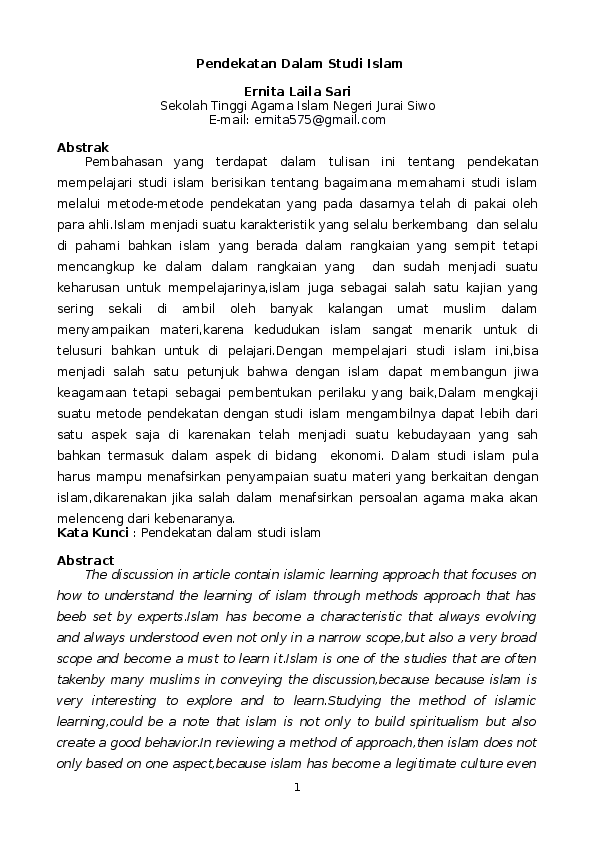 (DOC) Pendekatan Dalam Studi Islam
