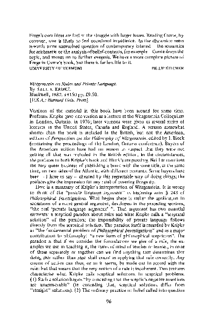 (PDF) Wittgenstein on Rules and Private Language