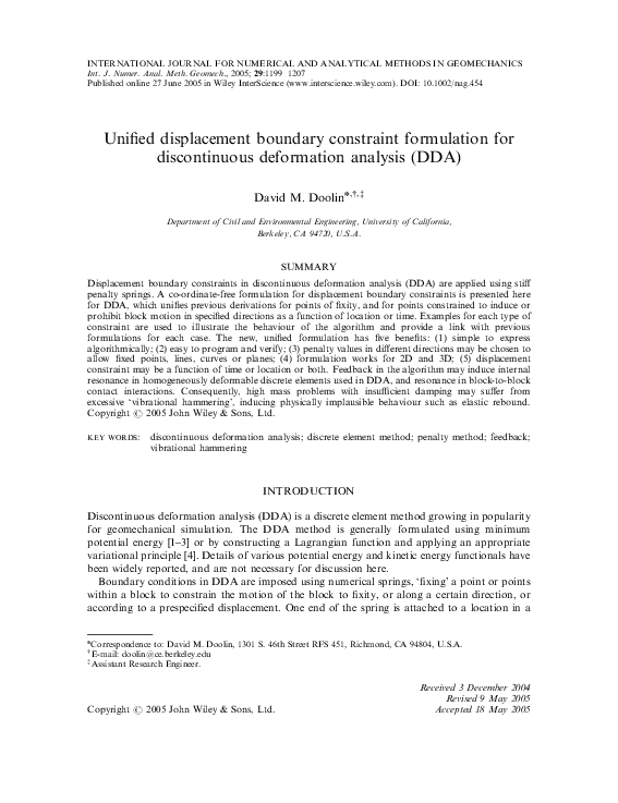 (PDF) Unified displacement boundary constraint formulation for ...