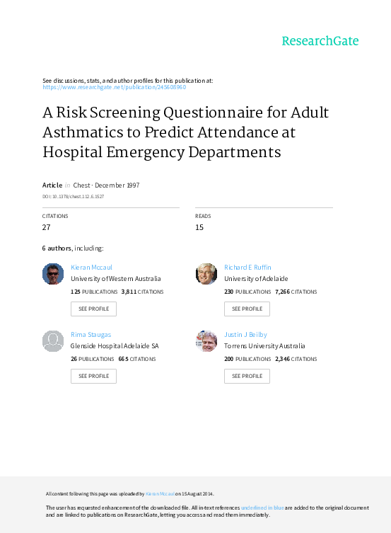 (PDF) A Risk Screening Questionnaire for Adult Asthmatics to Predict ...