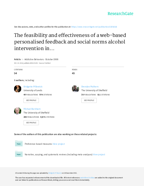 (PDF) The feasibility and effectiveness of a web-based personalised ...