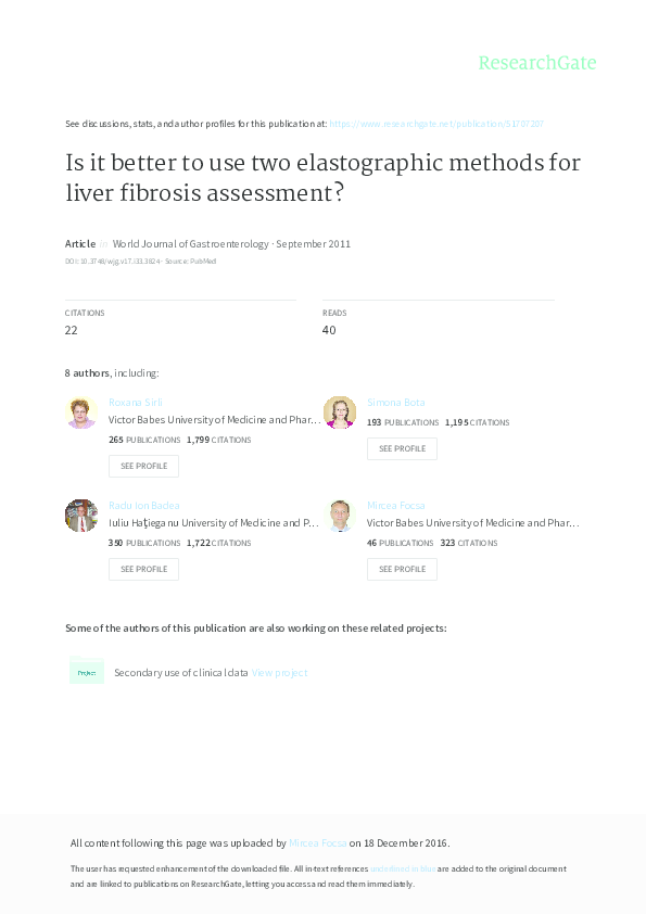 (PDF) Is it better to use two elastographic methods for liver fibrosis ...