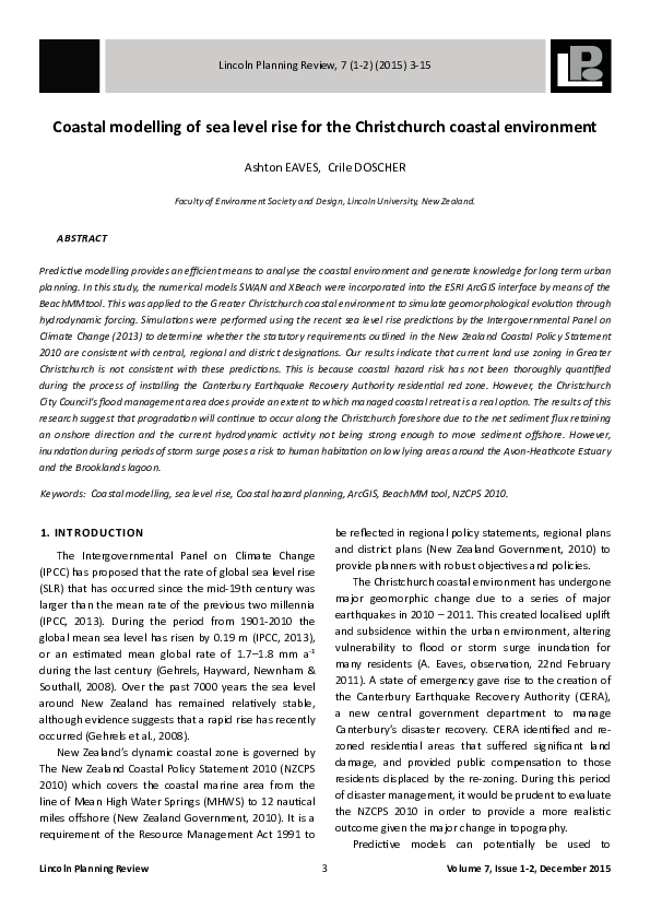 (PDF) Lincoln Planning Review: Coastal modelling of sea level rise for ...