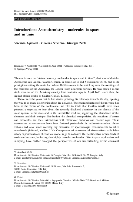(PDF) Introduction: Astrochemistry—molecules in space and in time
