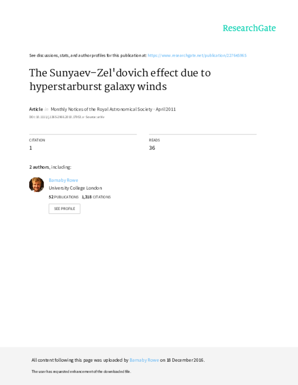 (PDF) The Sunyaev-Zel'dovich effect due to hyperstarburst galaxy winds