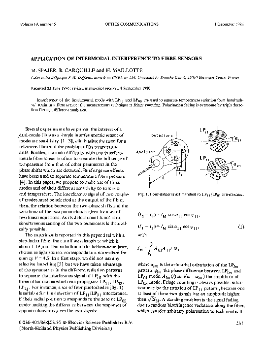 (PDF) Application of intermodal interference to fibre sensors