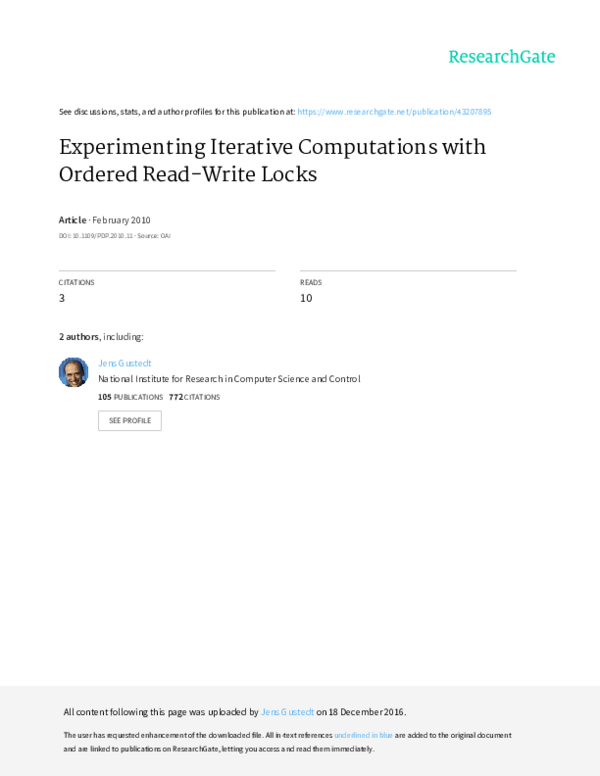 Pdf Experimenting Iterative Computations With Ordered Read Write Locks