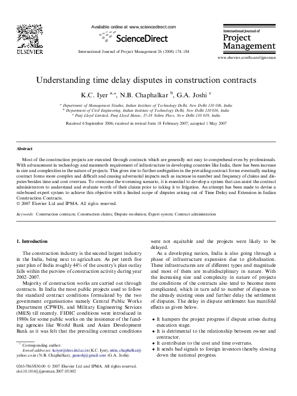 (PDF) Understanding time delay disputes in construction contracts