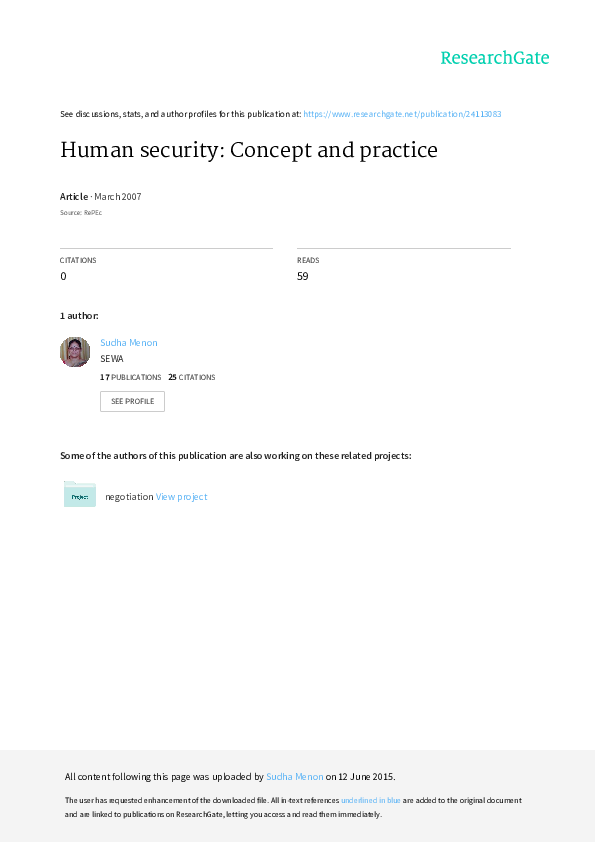 (PDF) Human security: Concept and practice