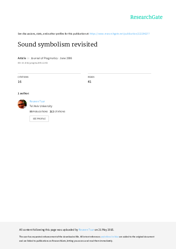 (PDF) Size–sound symbolism revisited