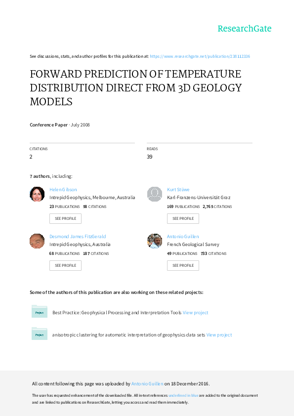 (PDF) FORWARD PREDICTION OF TEMPERATURE DISTRIBUTION DIRECT FROM 3D ...