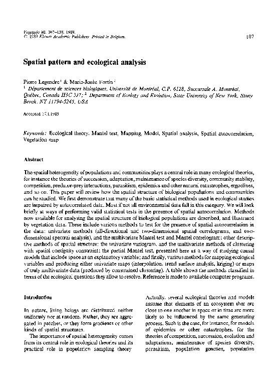 (PDF) Spatial pattern and ecological analysis