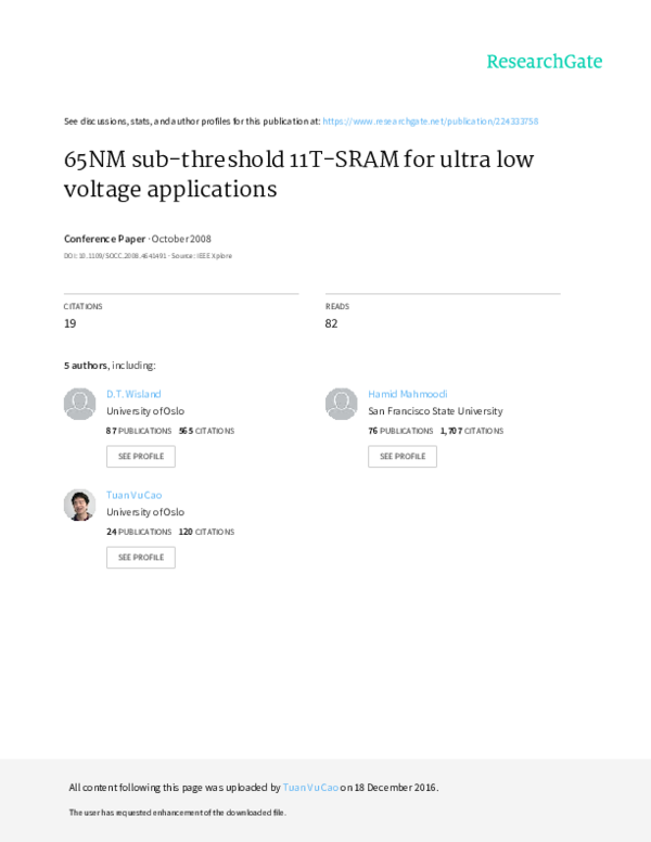 (PDF) 65NM sub-threshold 11T-SRAM for ultra low voltage applications