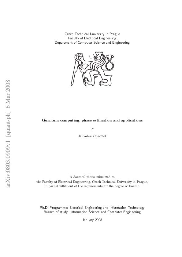 (PDF) Quantum computing, phase estimation and applications