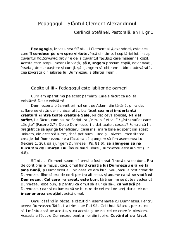 (DOC) Pedagogul – Clement Alexandrinul