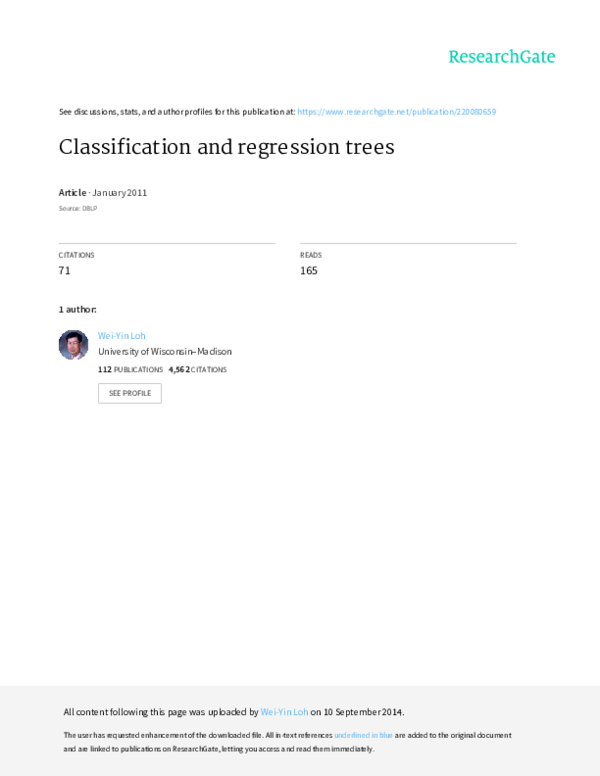 (PDF) Classification and Regression Trees