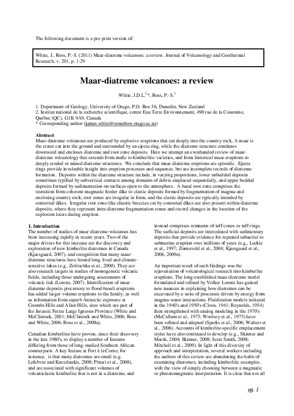 (PDF) Maar-diatreme volcanoes: A review