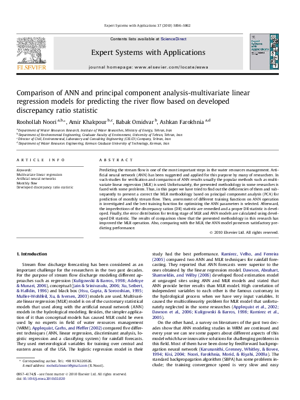 Pdf Comparison Of Ann And Principal Component Analysis Multivariate Linear Regression Models