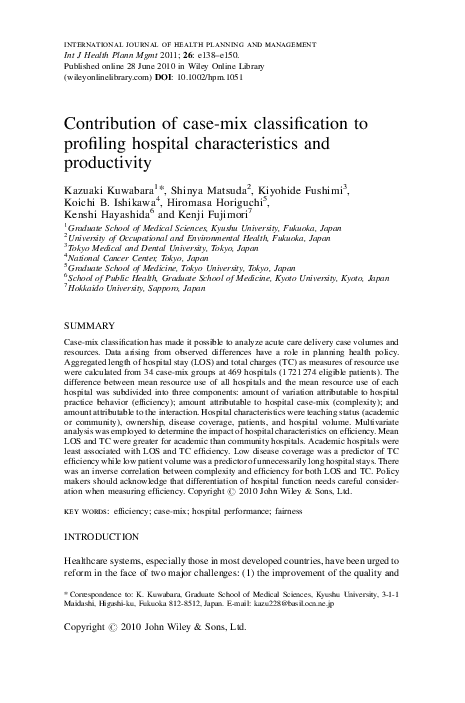 (PDF) Contribution of case-mix classification to profiling hospital ...