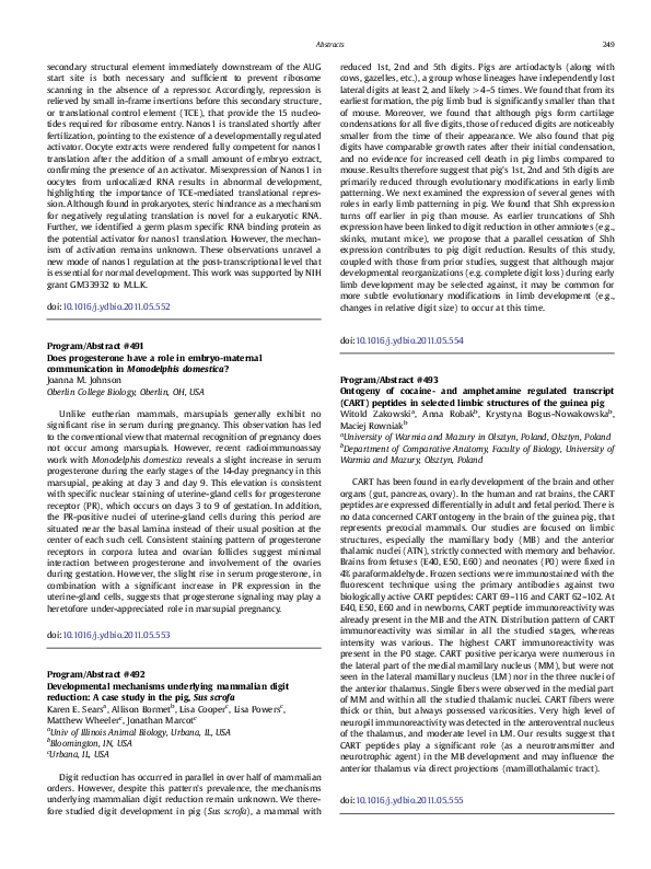 (PDF) Developmental mechanisms underlying mammalian digit reduction: A ...