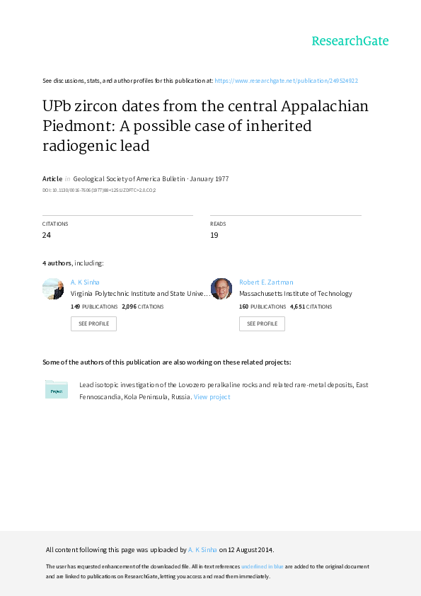 (PDF) U-Pb zircon dates from the central Appalachian Piedmont: A ...