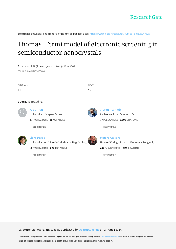 Thomas-Fermi model of electronic screening in semiconductor nanocrystals