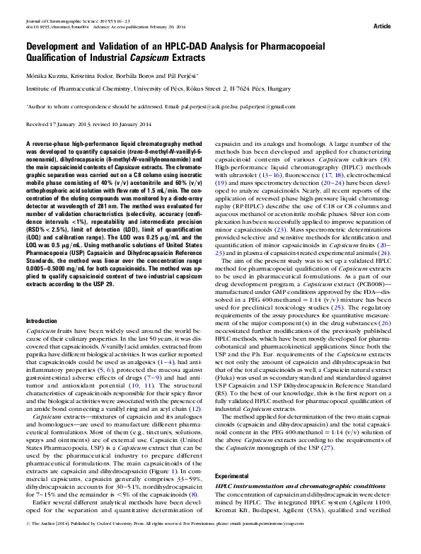 (PDF) Development and Validation of an HPLC-DAD Analysis for ...