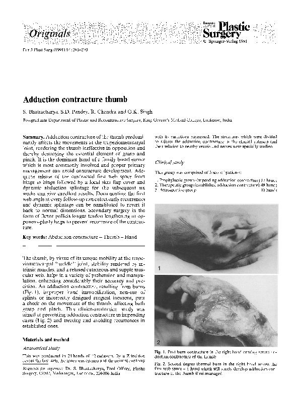 (PDF) Adduction contracture thumb