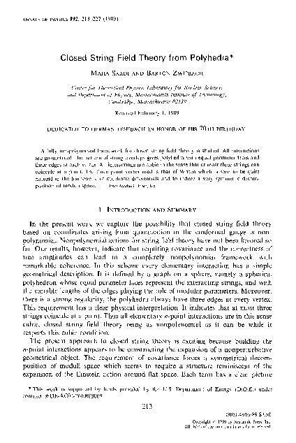 Pdf Closed String Field Theory From Polyhedra1