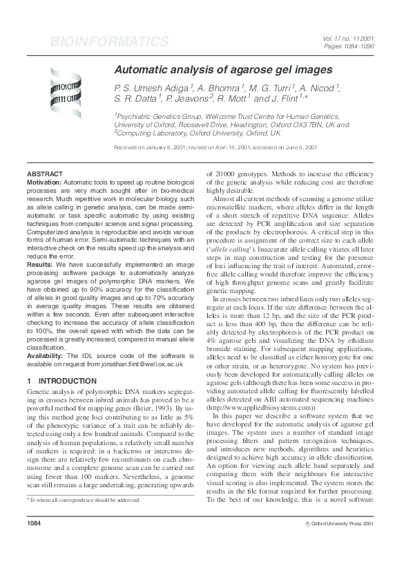 (PDF) Automatic analysis of agarose gel images | Maria Turri - Academia.edu