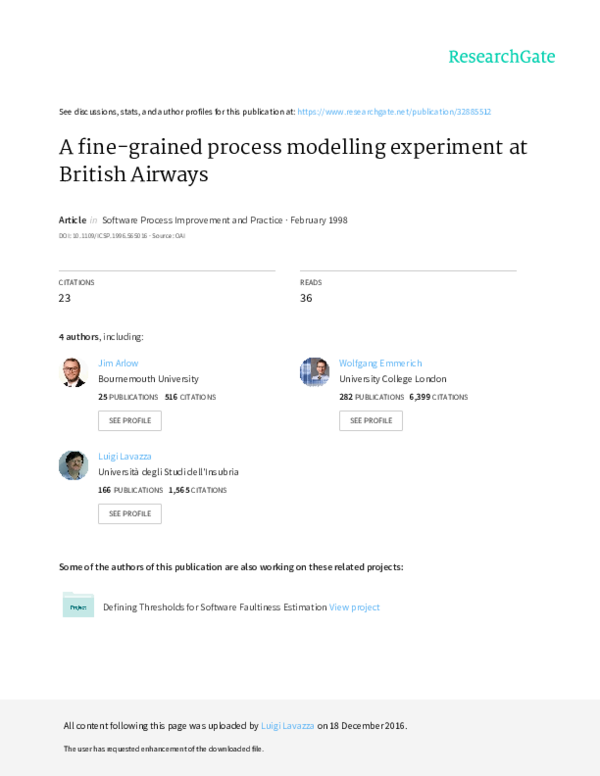 (PDF) A fine-grained process modelling experiment at British Airways