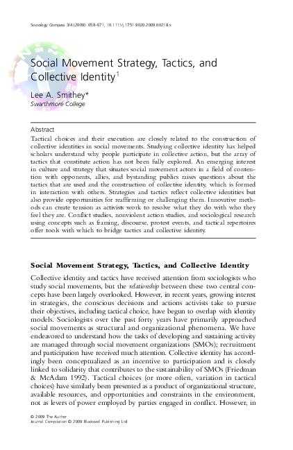 (PDF) Social Movement Strategy, Tactics, and Collective Identity 1