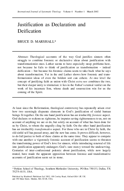 (PDF) Justification as Declaration and Deification