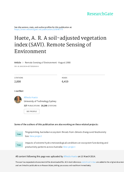 (PDF) A soil-adjusted vegetation index (SAVI)