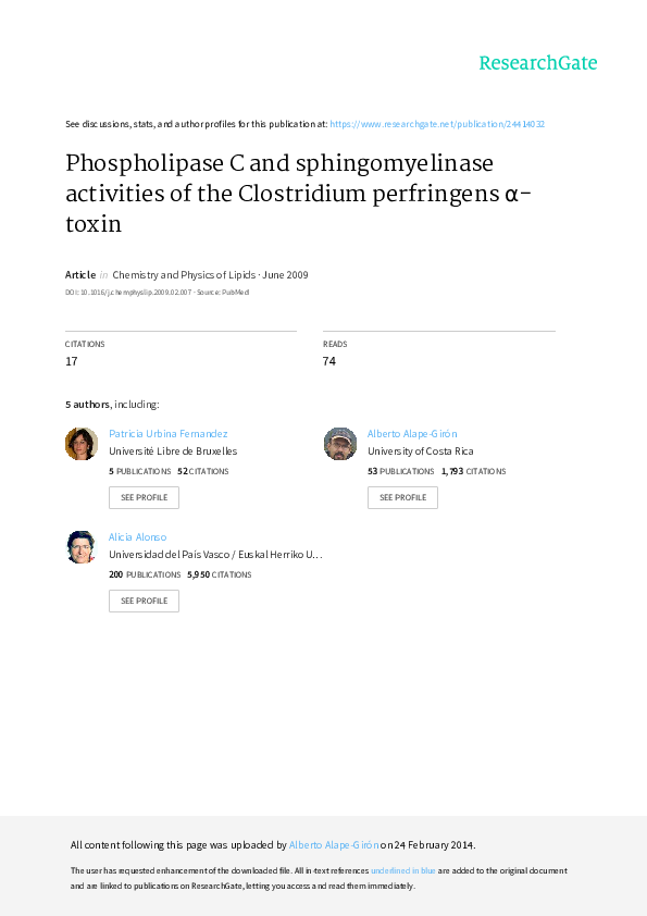(PDF) Phospholipase C and sphingomyelinase activities of the ...