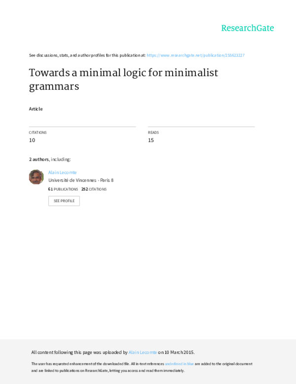 (PDF) Towards a minimal logic for minimalist grammars: a ...