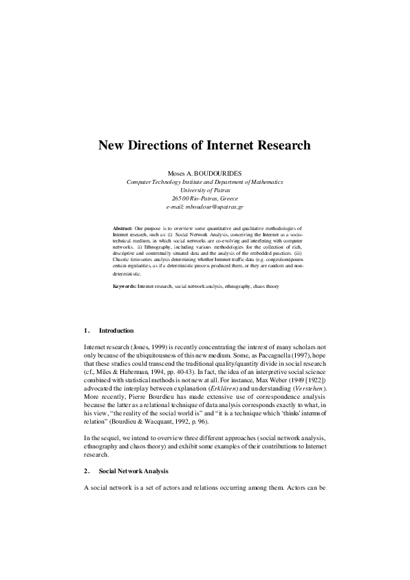 (PDF) New Directions of Internet Research