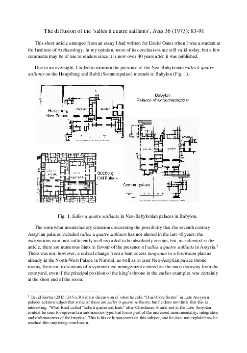(PDF) Michael Roaf, The diffusion of the ‘salles à quatre saillants ...