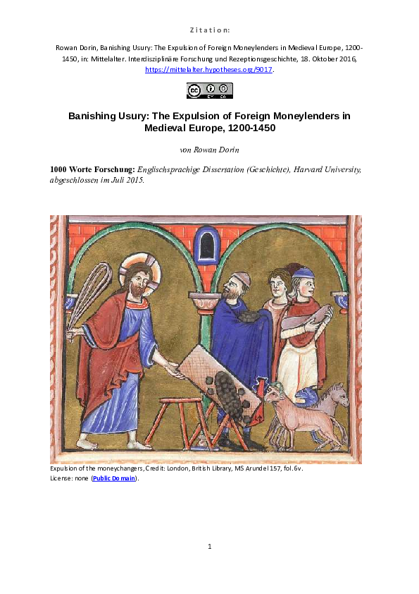 (PDF) Rowan Dorin - Banishing Usury: The Expulsion of Foreign ...
