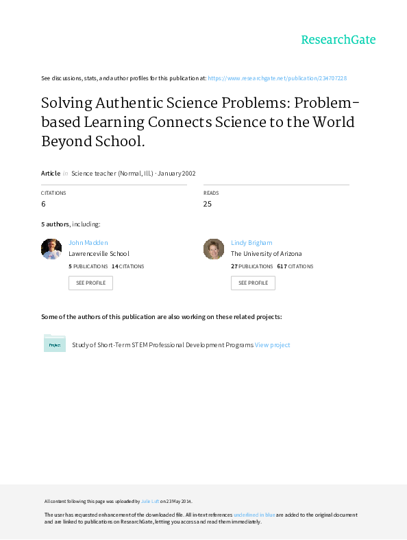 (PDF) Solving Authentic Science Problems: Problem-based Learning ...