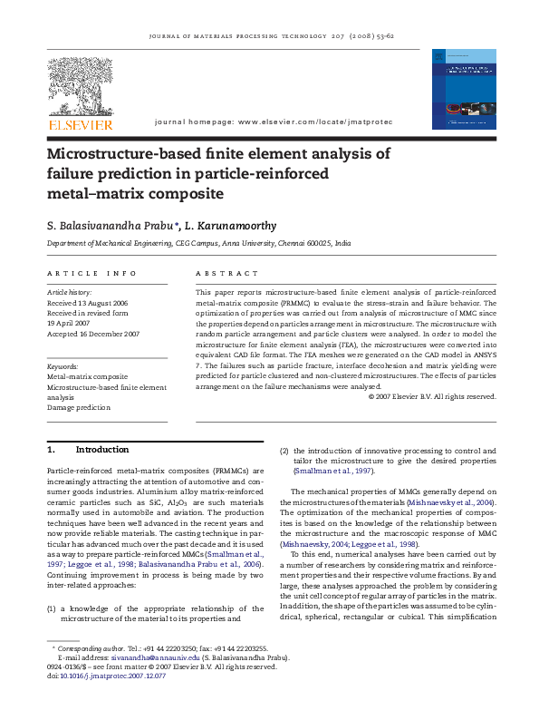 (PDF) Microstructure-based finite element analysis of failure prediction in particle-reinforced ...