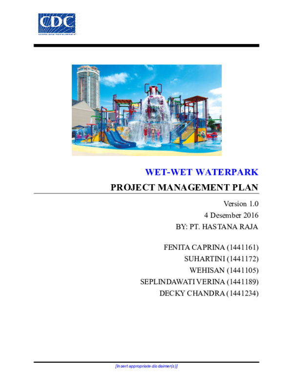 (PDF) WET-WET WATERPARK PROJECT MANAGEMENT PLAN
