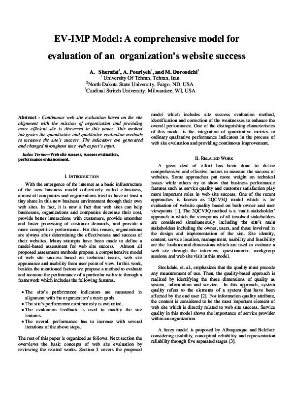 (PDF) EV-IMP Model: A comprehensive model for evaluation of an ...