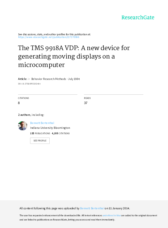 (PDF) The TMS 9918A VDP: A new device for generating moving displays on ...