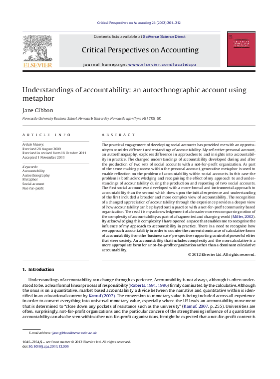(PDF) Understandings of accountability: An autoethnographic account ...