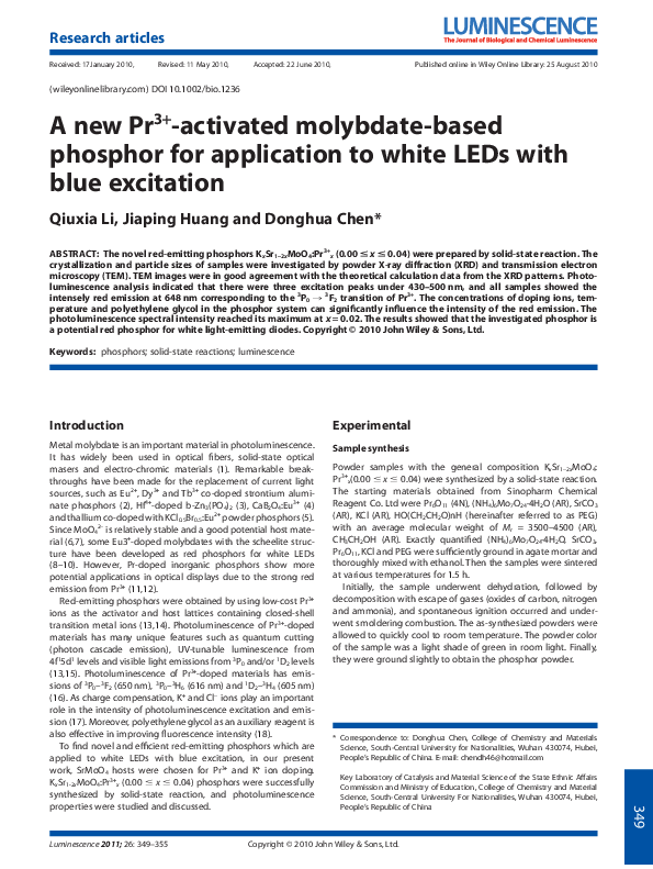 (PDF) A new Pr³⁺-activated molybdate-based phosphor for application to ...