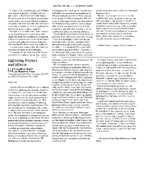 (PDF) Lightning Physics and Effects