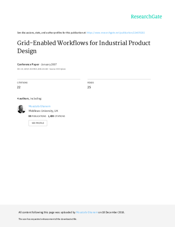 (PDF) Grid-enabled workflows for industrial product design